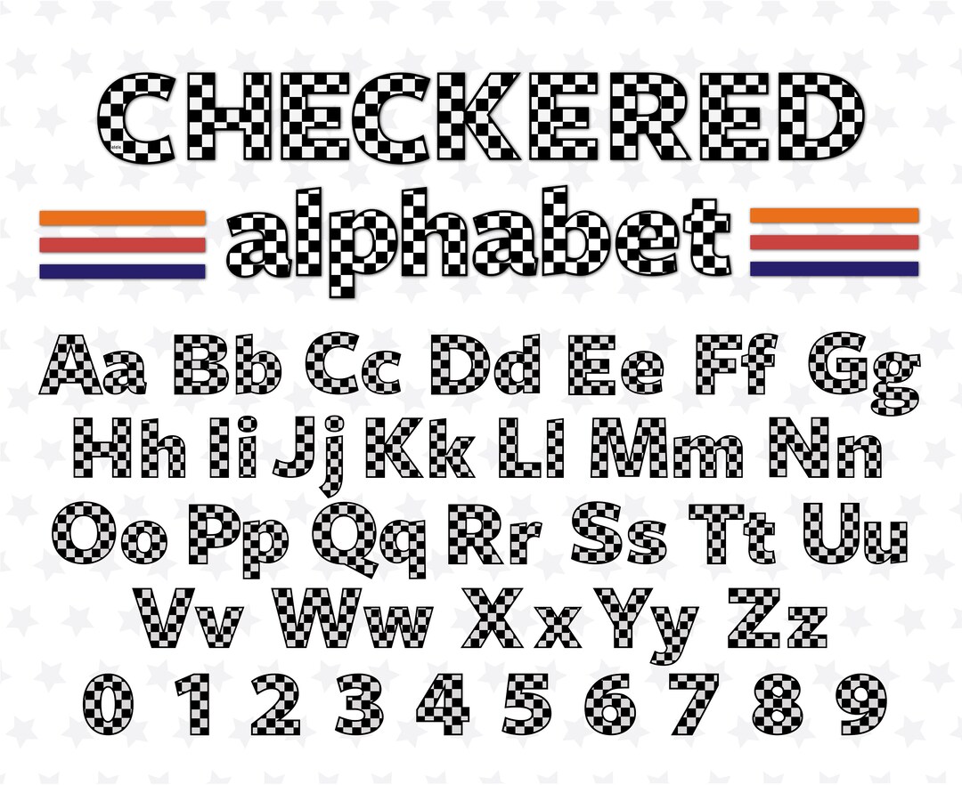 Checkered Letters Font TTF SVG PNG for Cricut Silhouette Glowforge ...