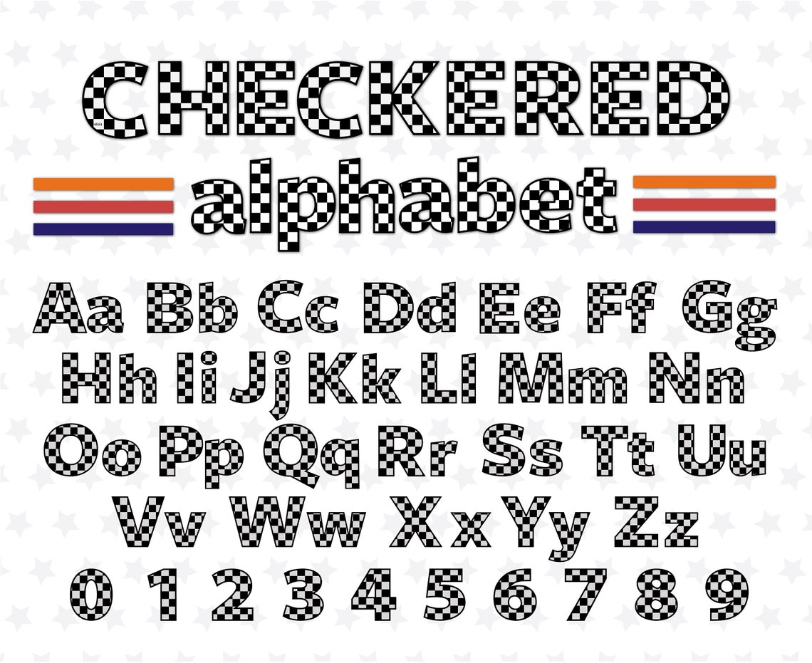 Checkered Letters Font TTF SVG PNG for Cricut Silhouette Glowforge ...