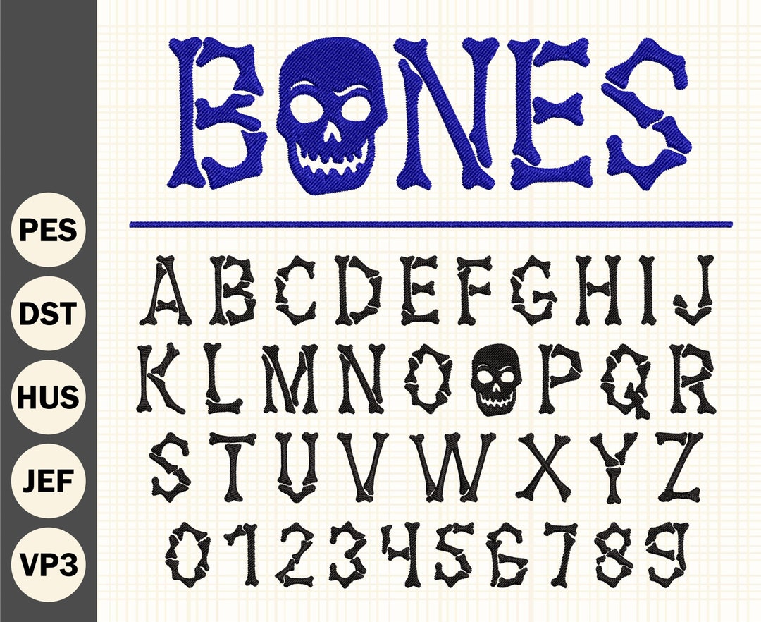 Halloween Embroidery Font Bones Embroidery Font Halloween Machine Embroidery Font Halloween ...