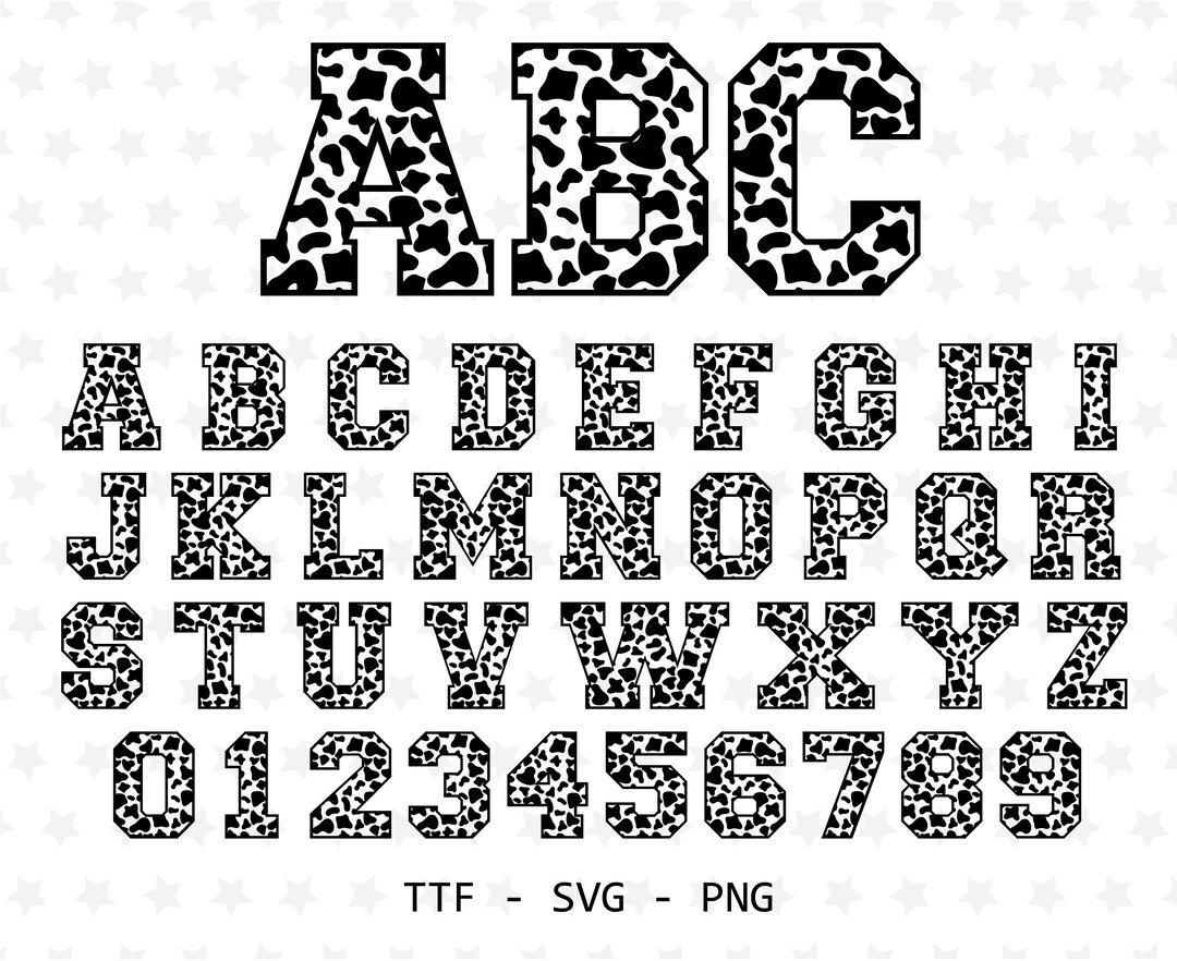 Cow Font Farmhouse Font Animal Font Cow Alphabet Cow Skin Font Farm ...