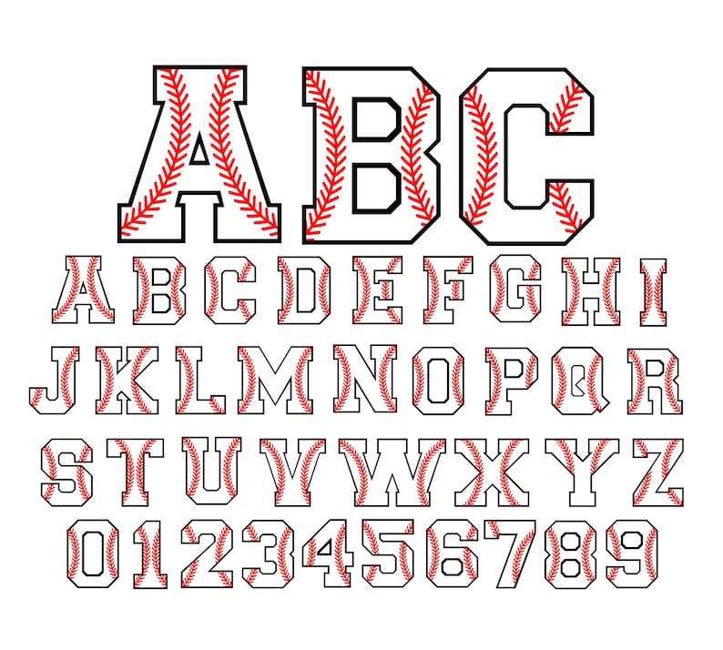 Baseball Font With Stiches Baseball Letters Stiches SVG DXF Files ...