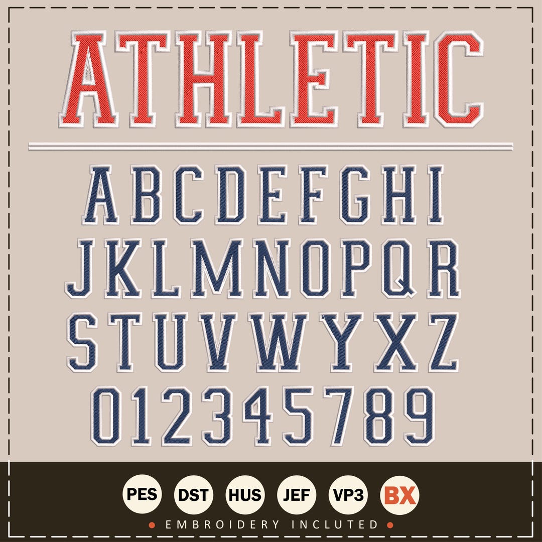 Varsity Embroidery Font Athletic Embroidery Font Machine Embroidery ...