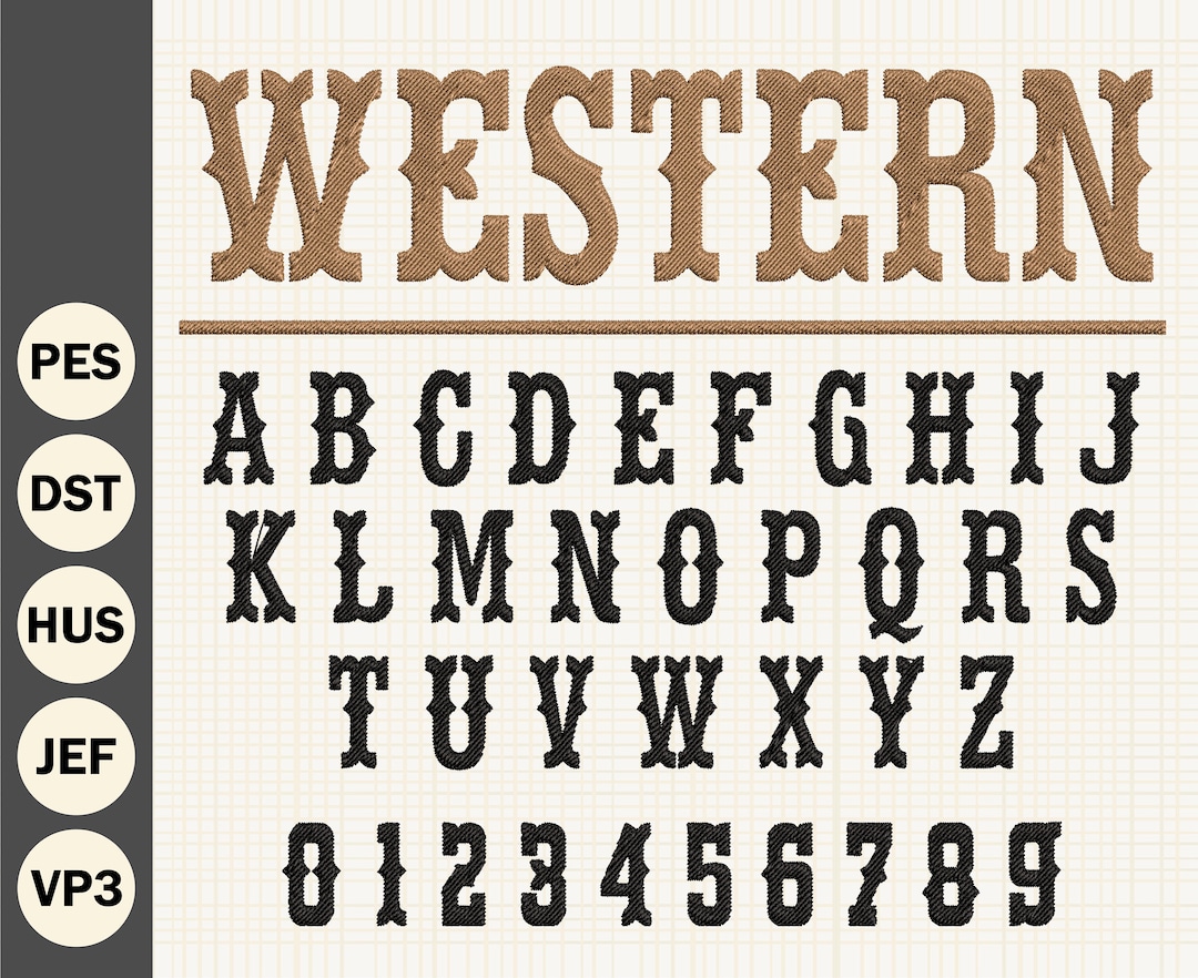 Western Embroidery Letter Western Embroidery Font Western Machine ...