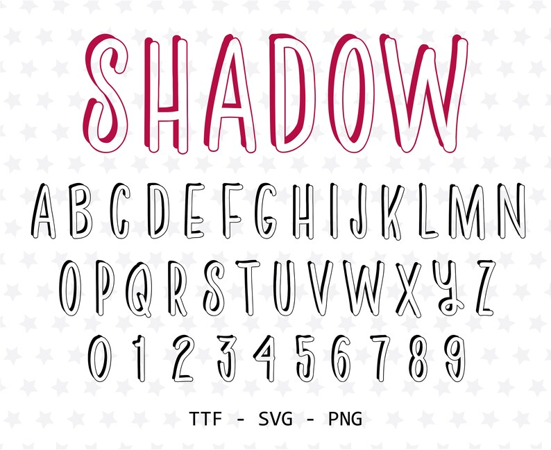 Shadow Font Ttf Svg Png Shadow Letters Font Shadow Cursive | Etsy