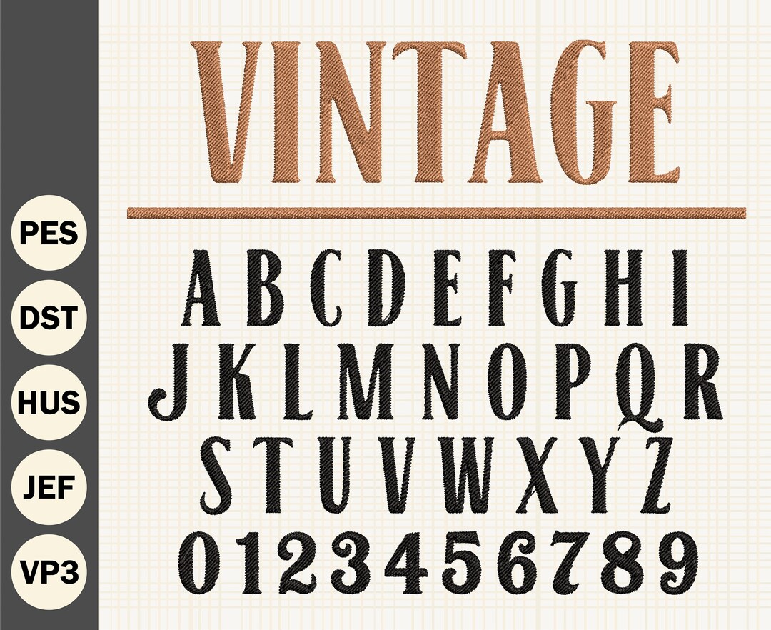 Vintage Embroidery Font Retro Embroidery Font Classic Embroidery Font ...