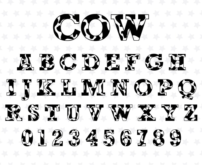 Cow Font TTF SVG PNG Font Animal Cow Alphabet Farmhouse Font Cow Skin ...