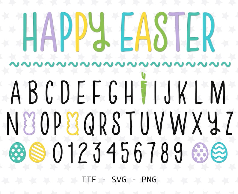 Easter Font Happy Easter Font TTF SVG PNG Easter Bunny Font Easter Font ...