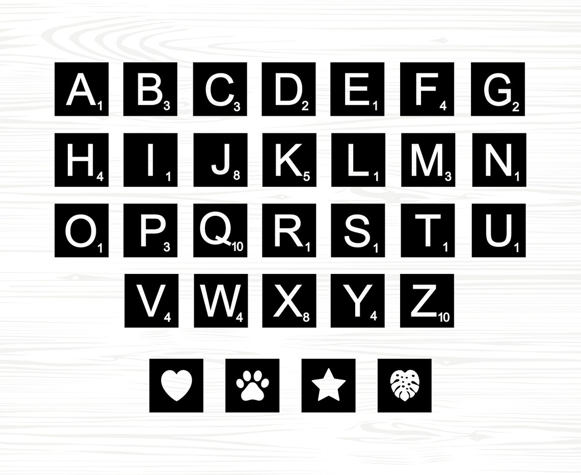 Scrabble Font Tiles Font Scrabble Letters With Border Scrabble - Etsy