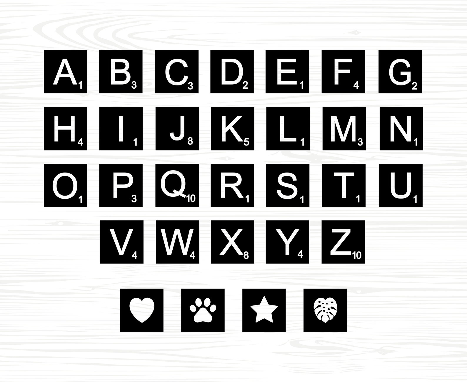 Scrabble Font Tiles Font Scrabble Letters With Border Scrabble Font SVG ...