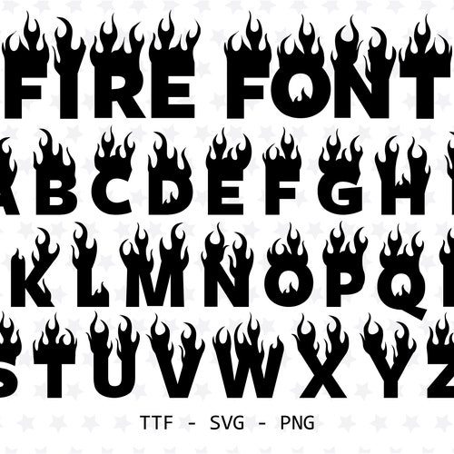 Fire Alphabet Flame Font SVG PNG DXF - Etsy