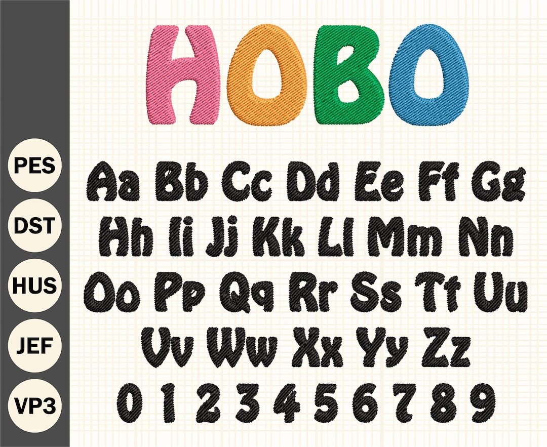 Hobo Embroidery Font Groovy Embroidery Font Hobo Machine Embroidery ...