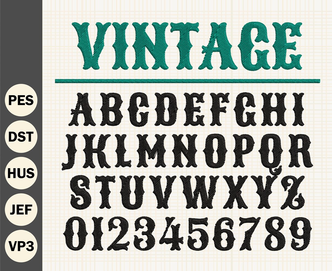 Vintage Embroidery Font Retro Embroidery Font Classic Embroidery Font ...
