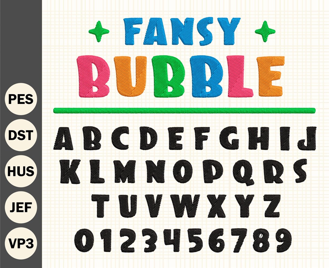 Embroidery Font Bubble Embroidery Bubble Letters Embroidery Font ...