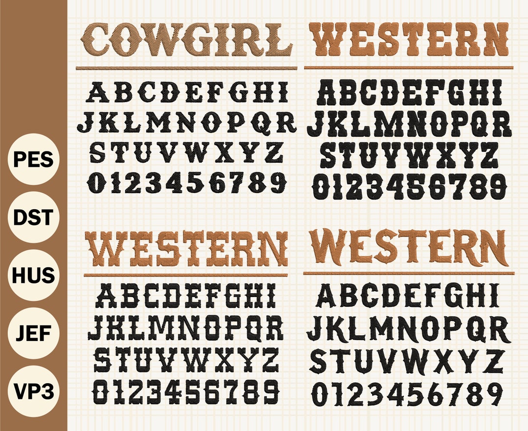 Western Embroidery Fonts Bundle Embroidery Western Letters Machine ...