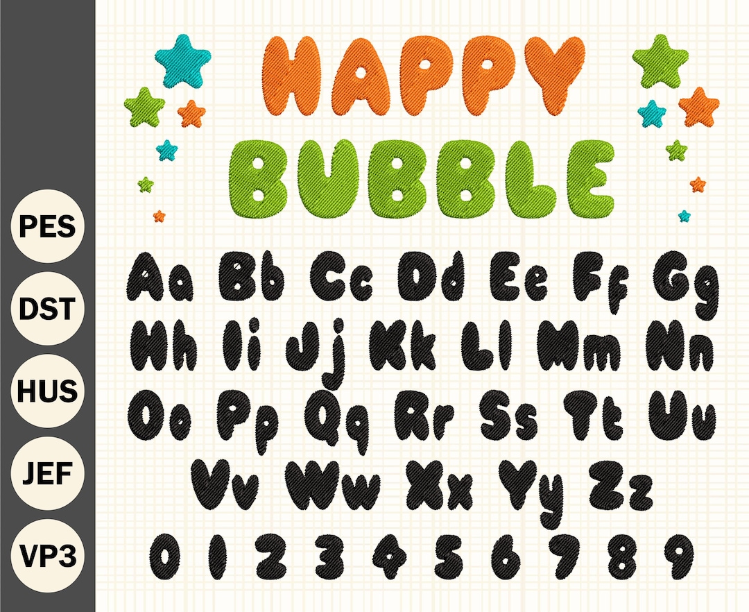 Embroidery Font Bubble Embroidery Bubble Letters Embroidery Font ...