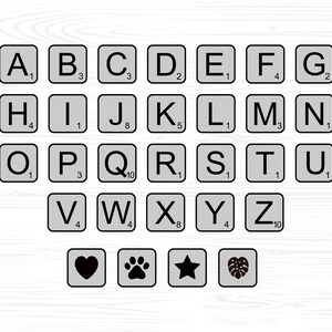 Scrabble Font Tiles Font Scrabble Letters With Border Scrabble Font SVG ...