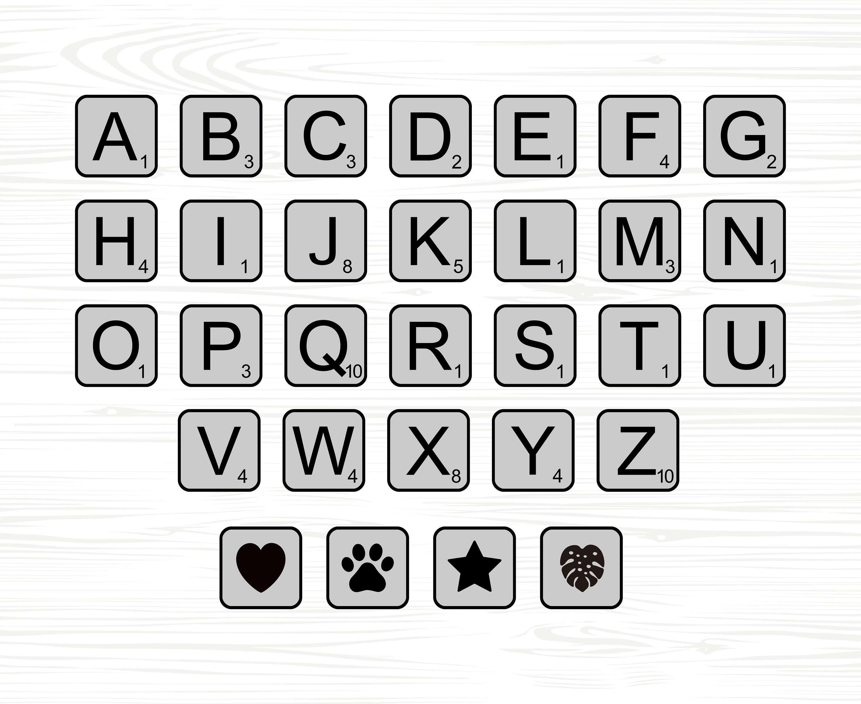 Scrabble Font Tiles Font Scrabble Letters With Border Scrabble Font SVG ...