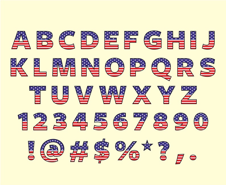 USA Font American Flag Font USA Flag Font American Font - Etsy