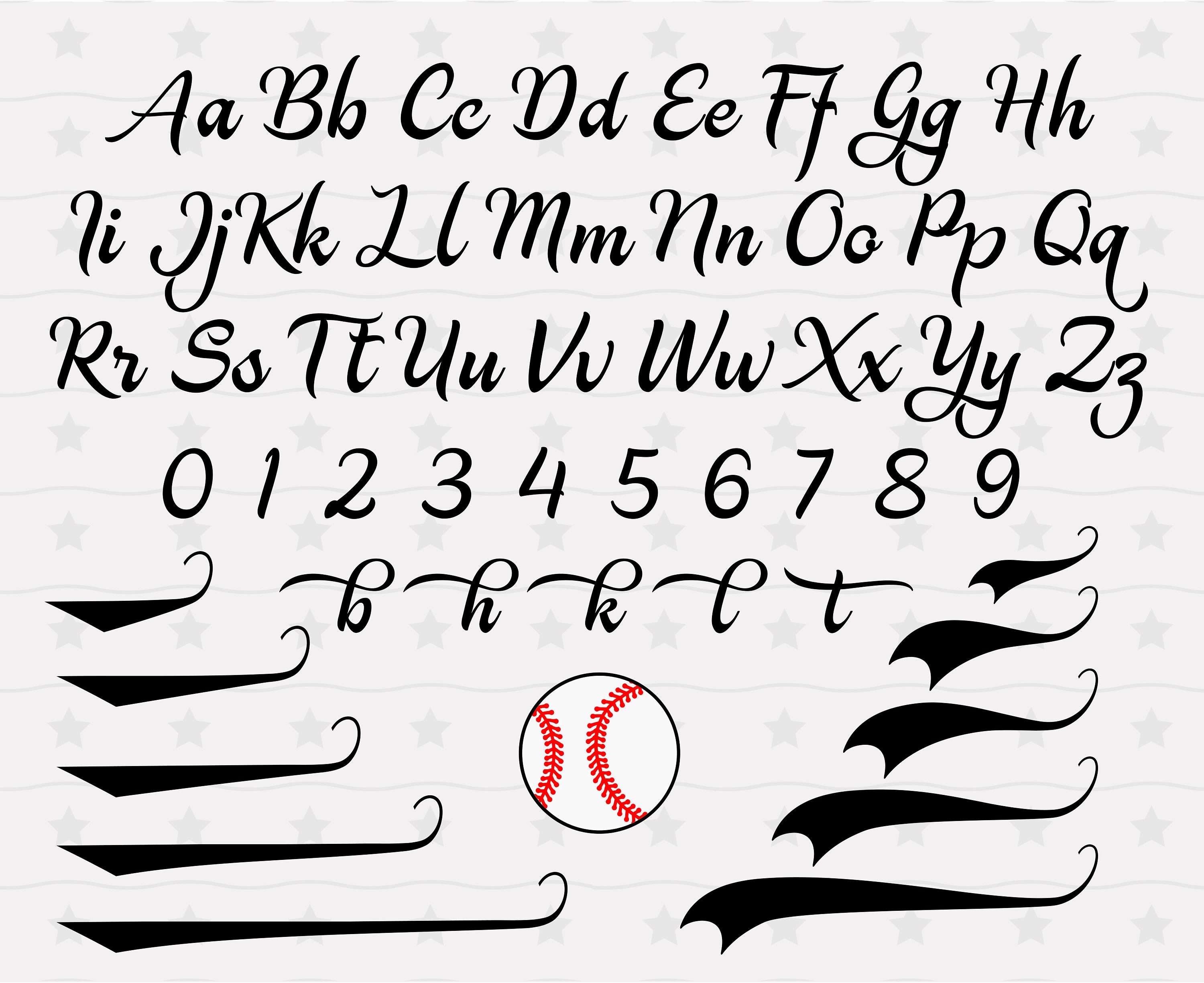 Baseball Font With Tails Baseball Font TTF SVG PNG Text Tails - Etsy