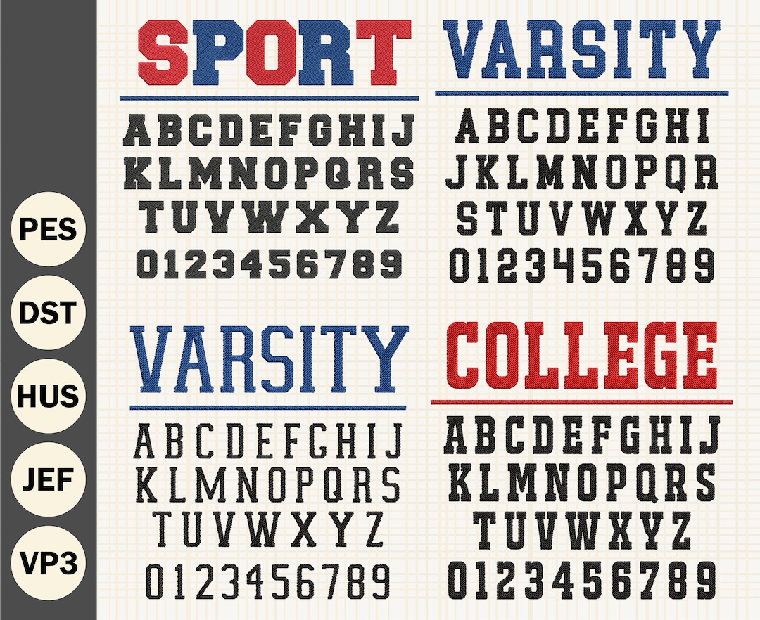 Sport Embroidery Letters Varsity Embroidery Font College Machine ...