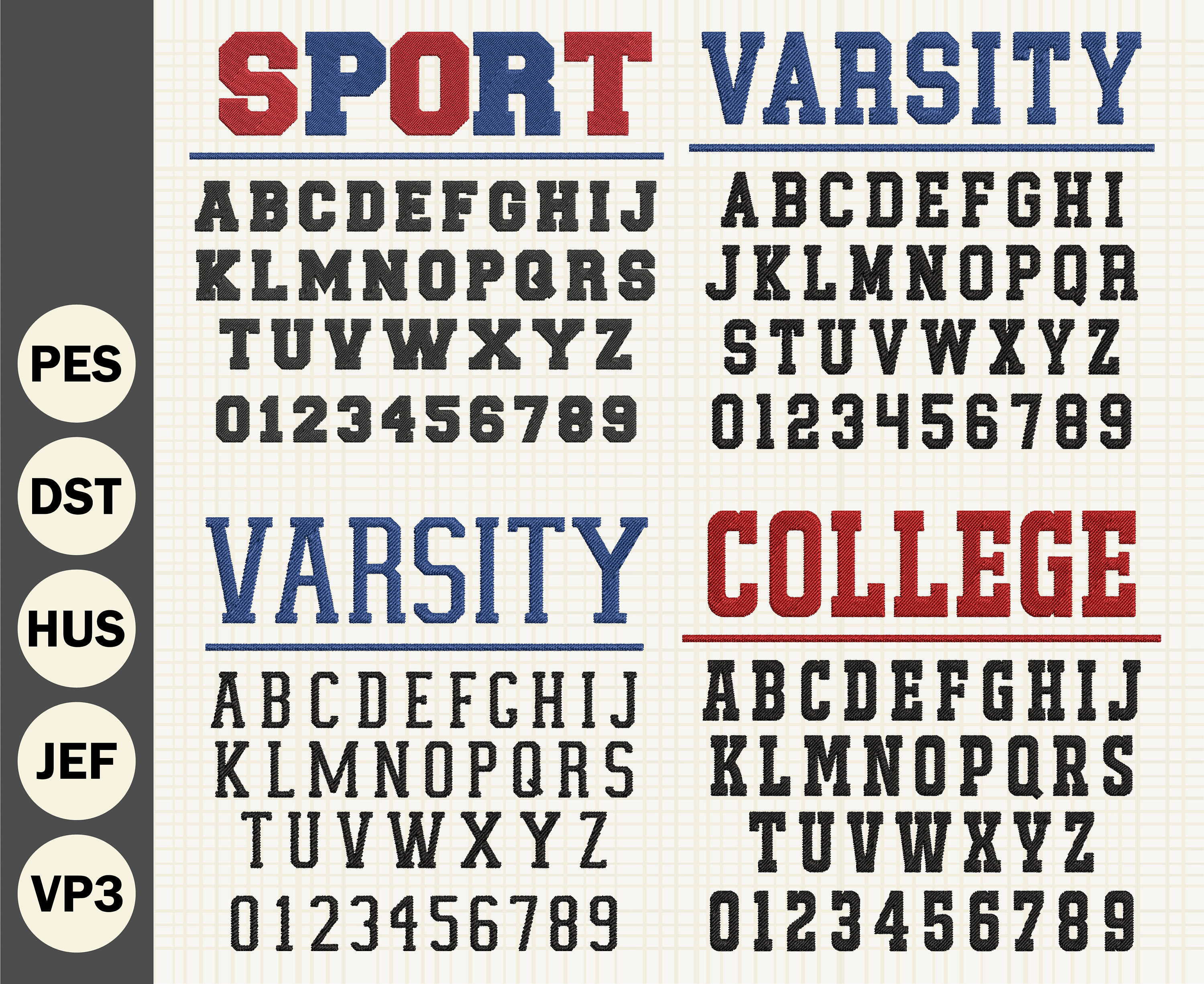 Sport Embroidery Letters Varsity Embroidery Font College Machine ...
