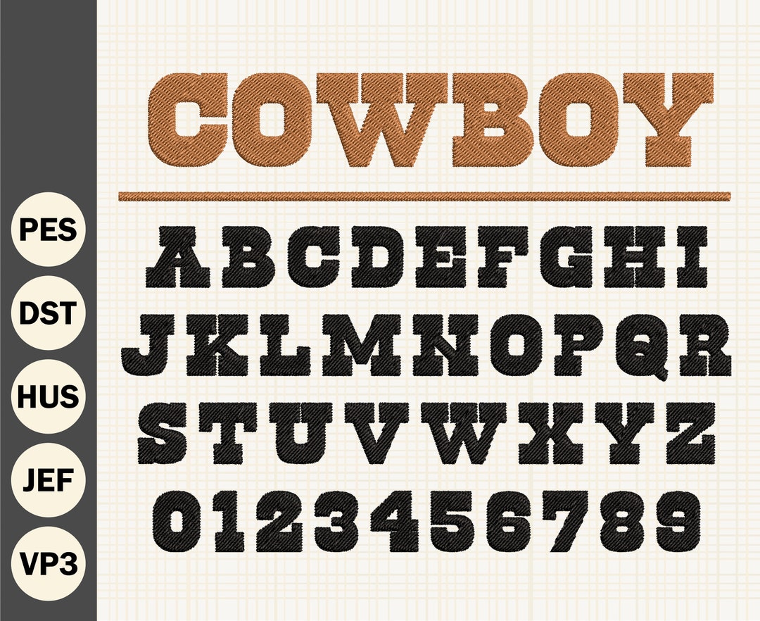 Western Embroidery Font Embroidery Cowboy Letters Machine Embroidery ...