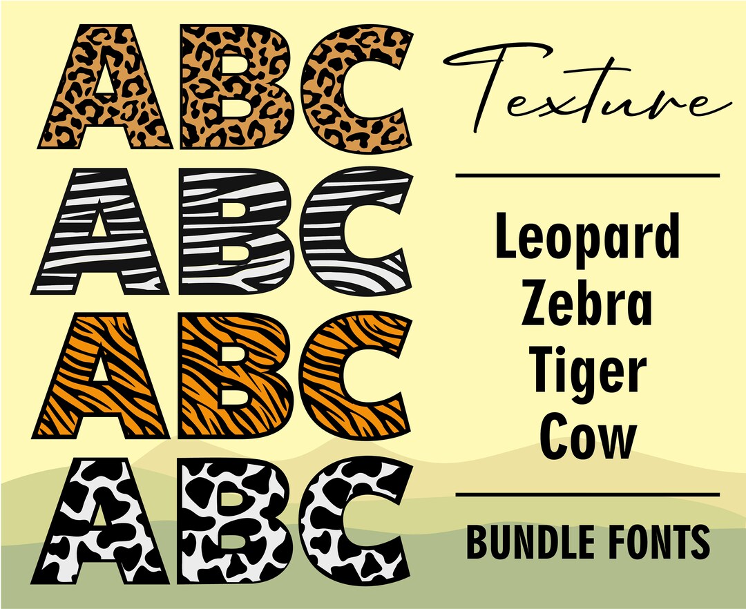 Animal Fonts Bundle SVG PNG Files Leopard Font Cow Font Tiger Font ...