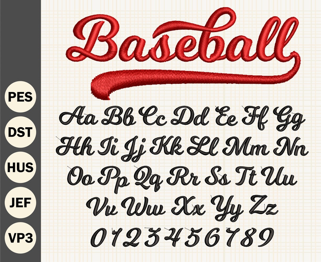 Baseball Embroidery Font Baseball Machine Embroidery Font Embroidery ...