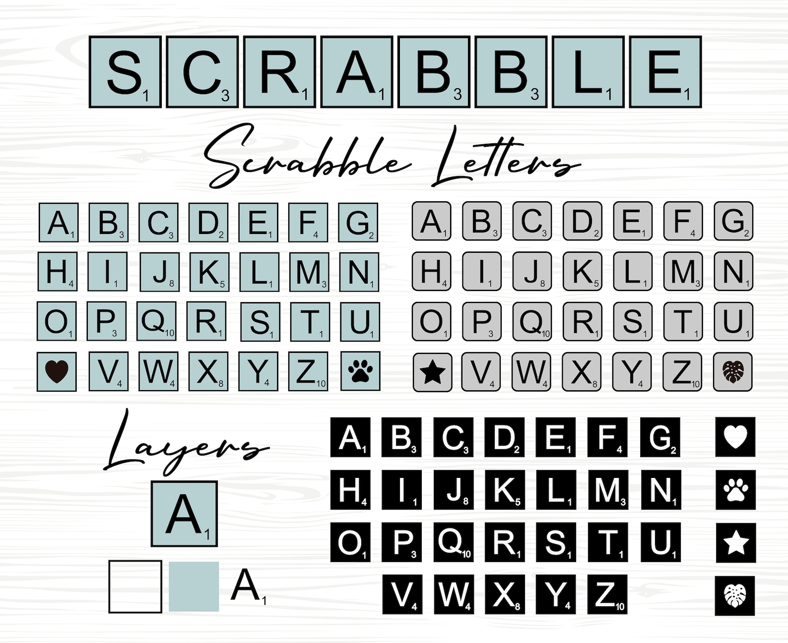 Scrabble Font Tiles Font Scrabble Letters With Border Scrabble Font SVG ...