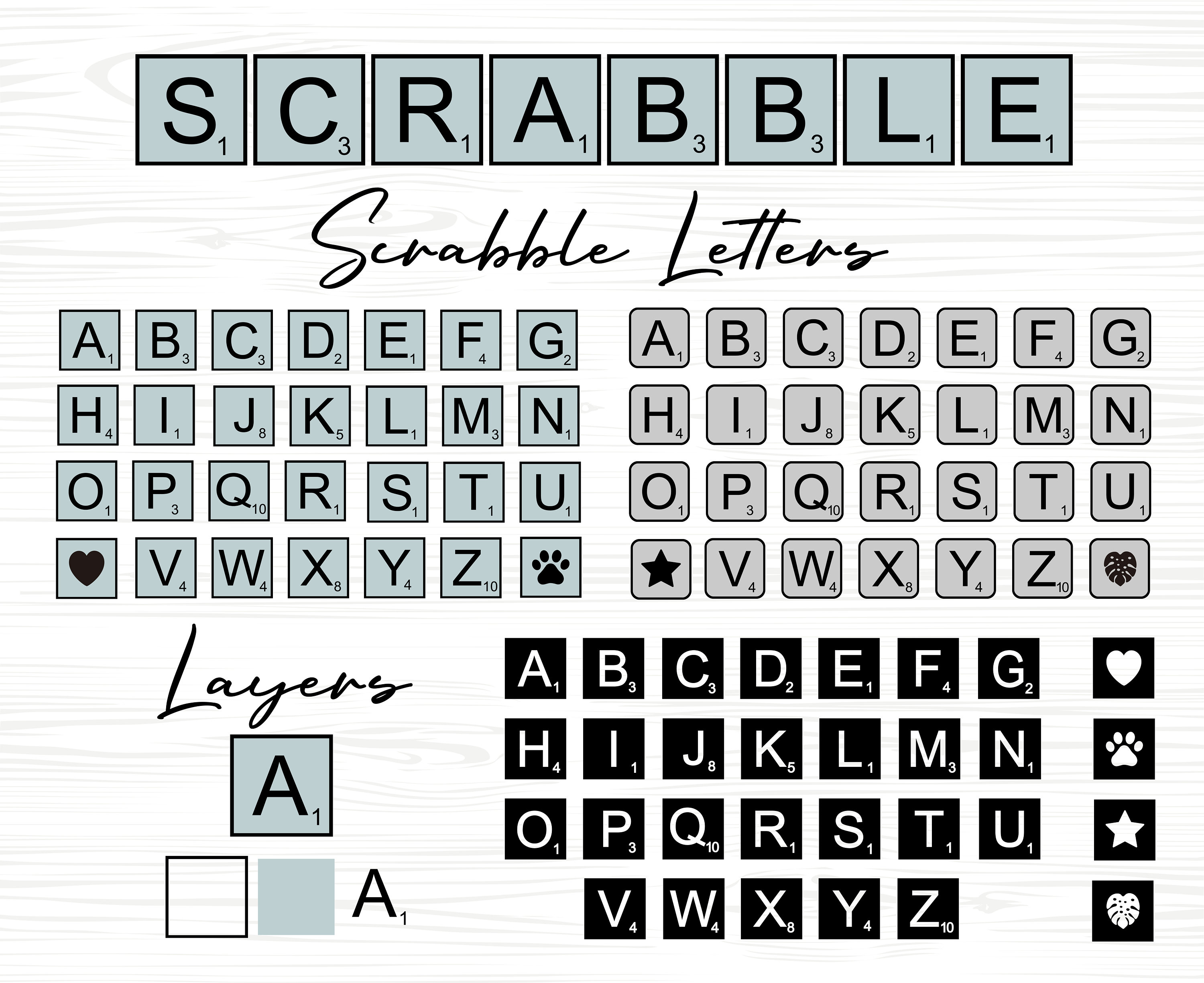 Scrabble Font Tiles Font Scrabble Letters With Border Scrabble Font SVG ...