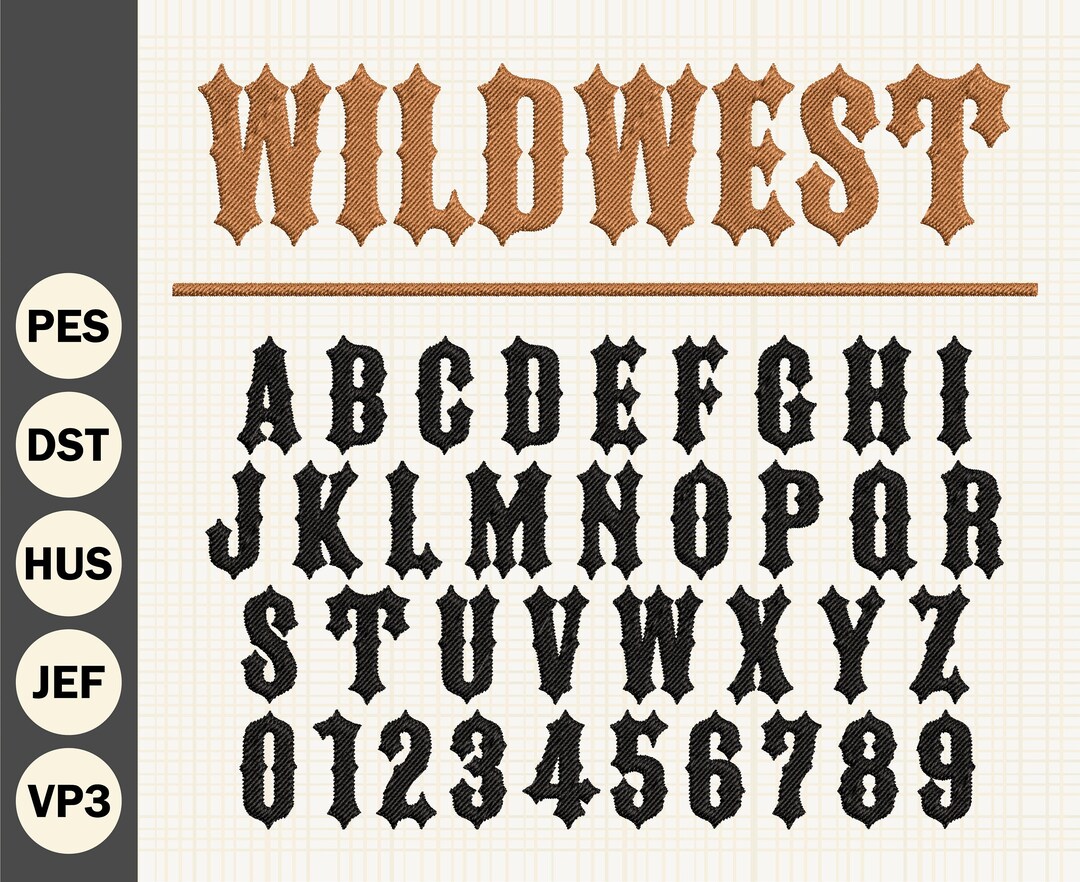 Embroidery Western Letter Embroidery Western Font Machine Embroidery ...