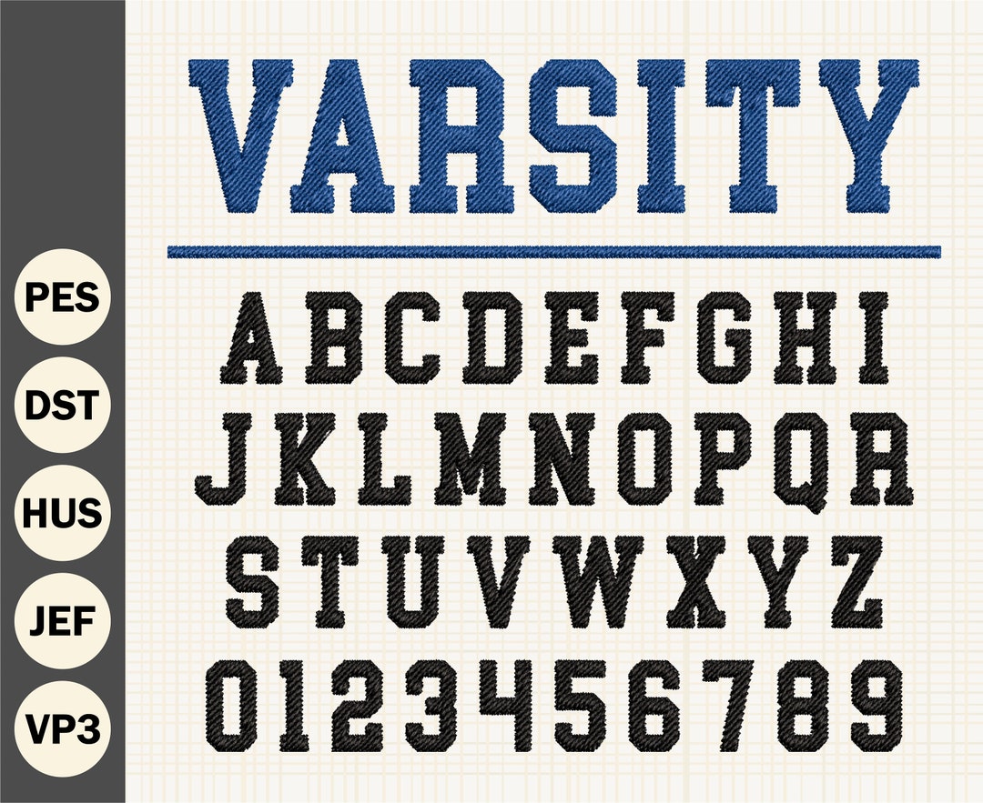 Sport Embroidery Letters Varsity Embroidery Font College Machine ...