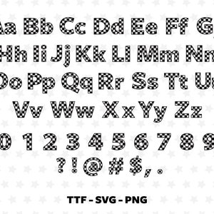 Checkered Letters Font TTF SVG PNG for Cricut Silhouette Glowforge ...