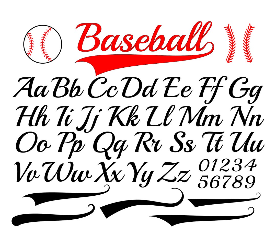 Baseball Font With Tails Baseball Font TTF SVG PNG and Text Tails ...