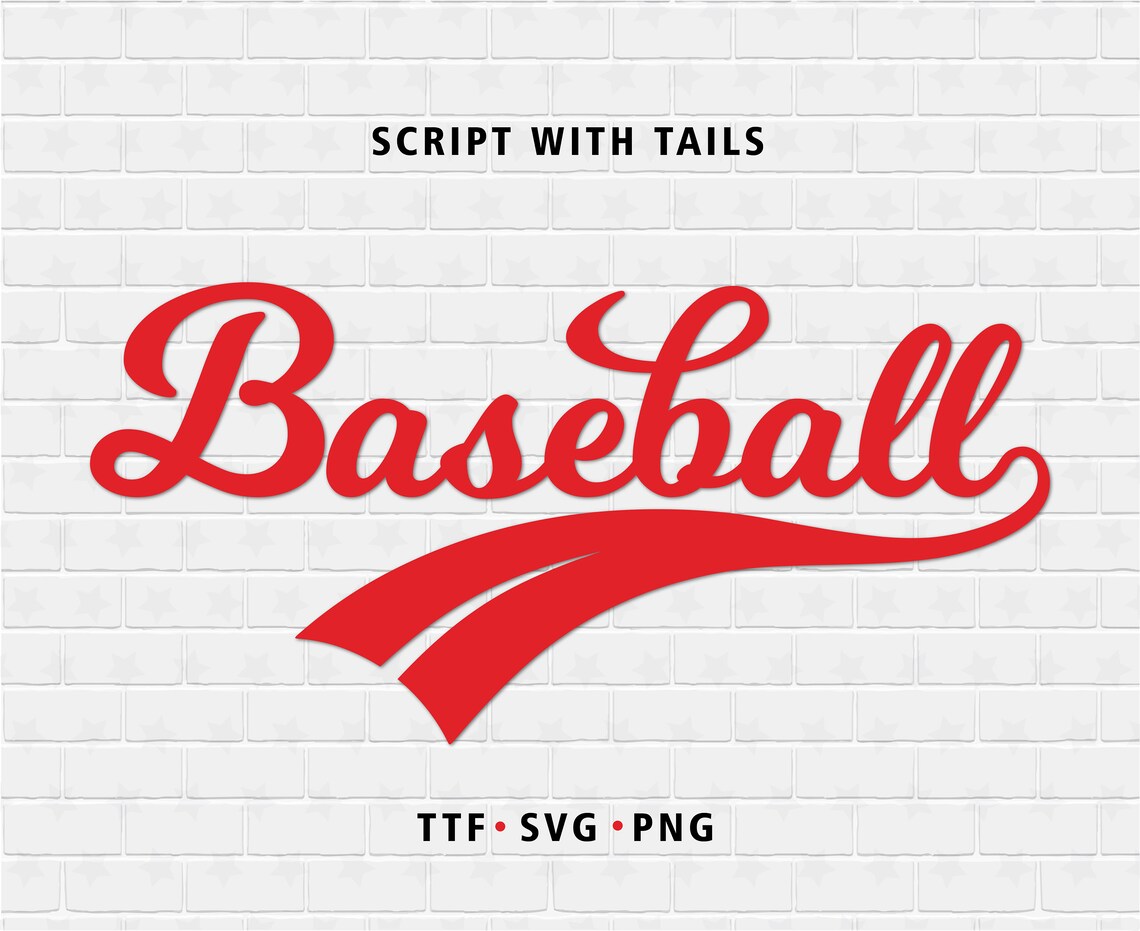 Baseball Font With Tails Baseball Font TTF SVG Text Tails - Etsy