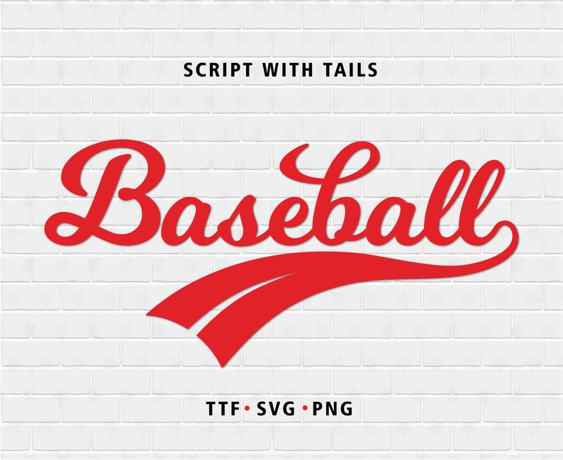 Baseball Font With Tails Baseball Font TTF SVG Text Tails Baseball ...