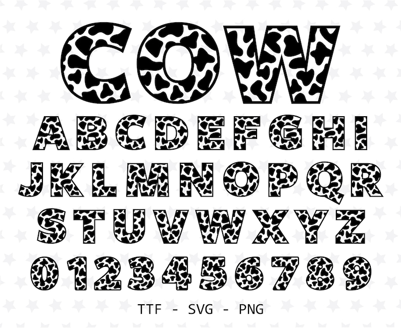 Cow Font TTF SVG PNG Font Animal Cow Alphabet Farmhouse Font Cow Skin ...
