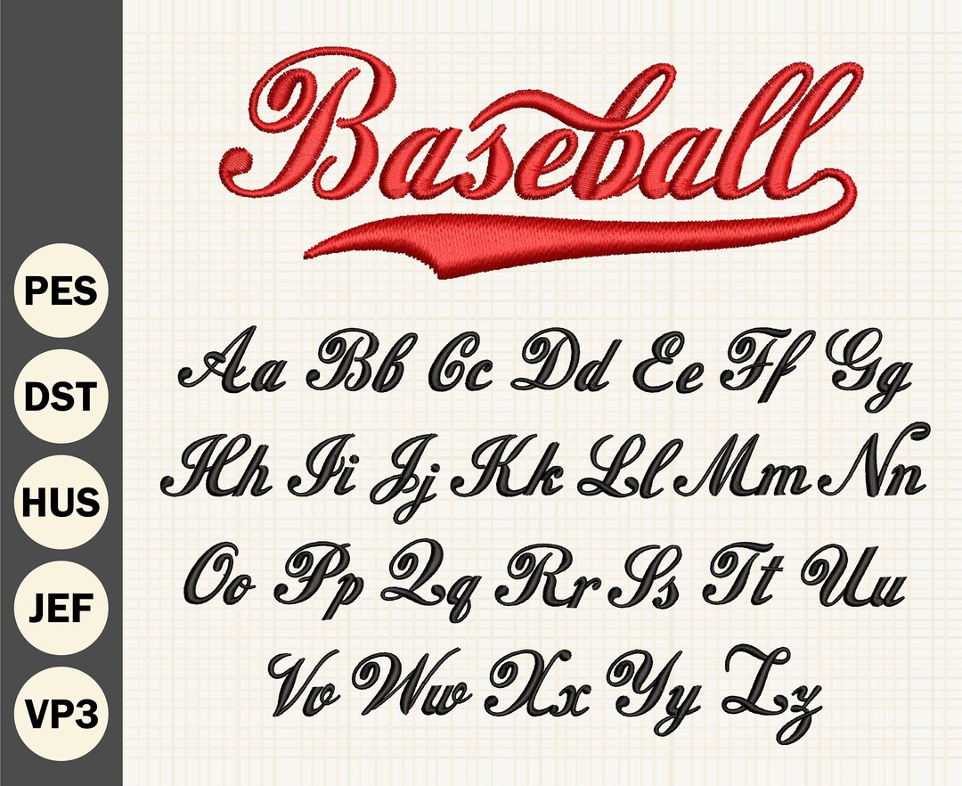 Baseball Embroidery Font Baseball Machine Embroidery Font Embroidery ...