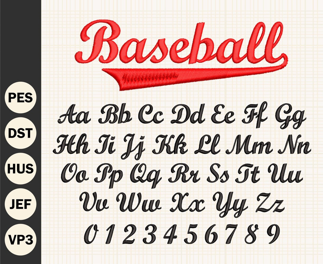 Baseball Embroidery Font Baseball Machine Embroidery Font Embroidery ...