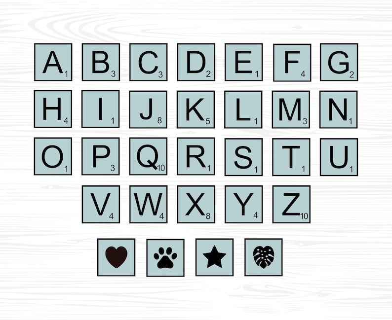 Scrabble Font Tiles Font Scrabble Letters With Border Scrabble Font SVG ...