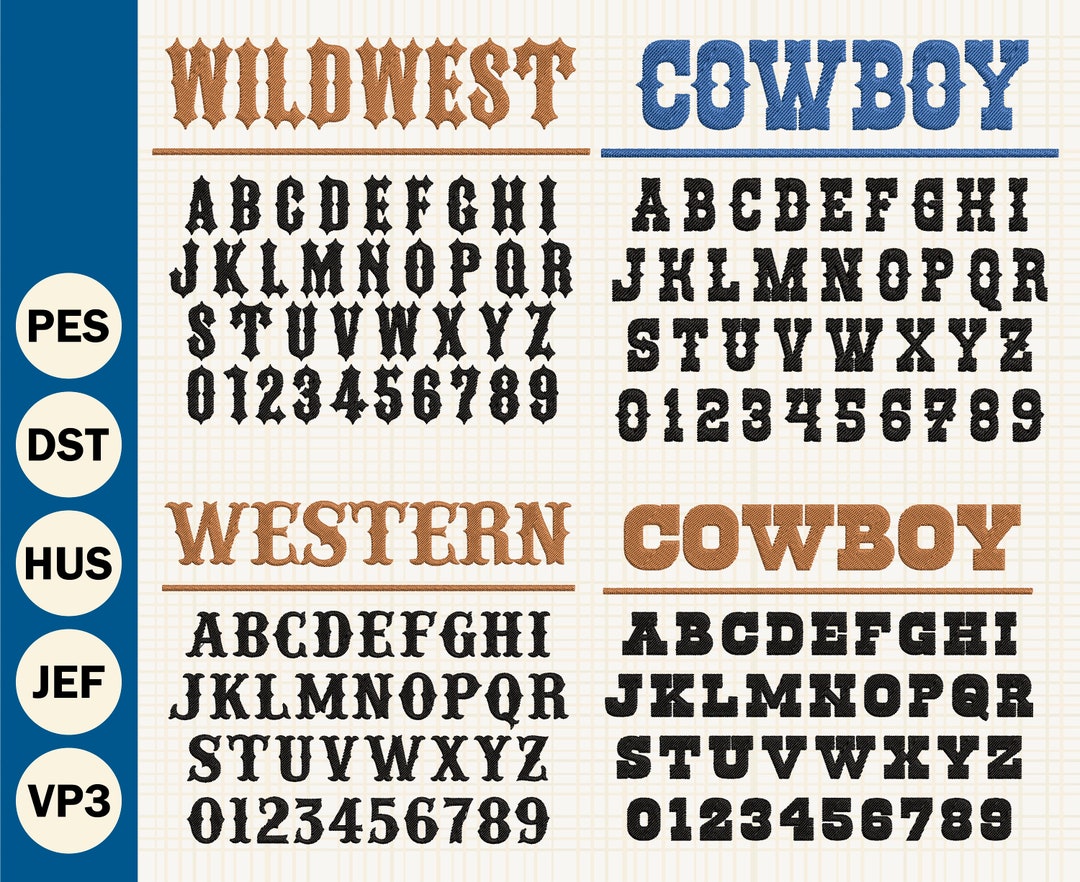 Western Embroidery Fonts Bundle Embroidery Western Letters Machine ...