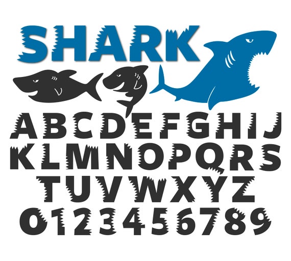 Shark Font TTF SVG Files Shark Bite Font Kids Font Baby Shark | Etsy