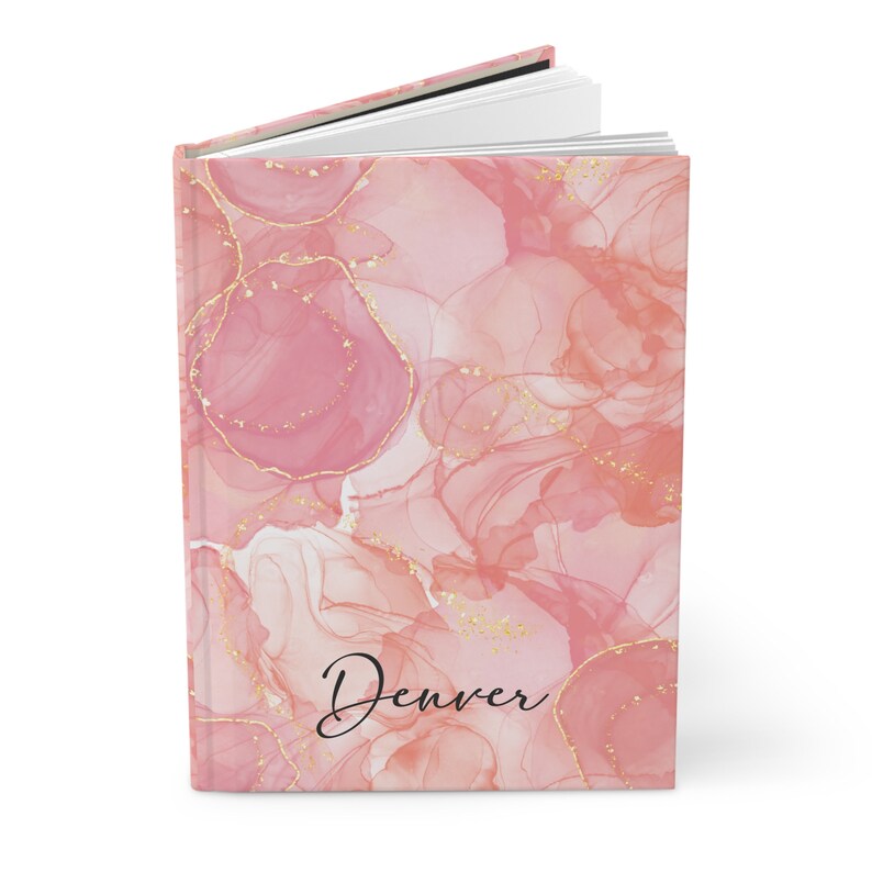 Personalized Pink Marble Glitter Design Name Notebook, Custom Daily ...