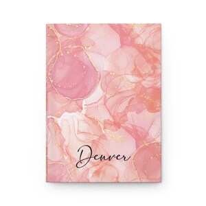 Personalized Pink Marble Glitter Design Name Notebook, Custom Daily ...