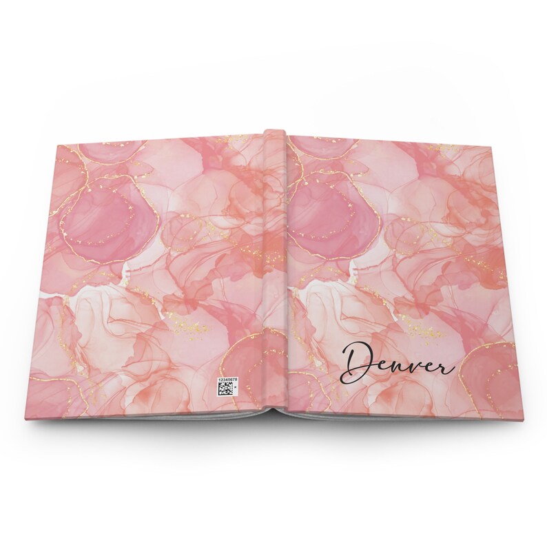 Personalized Pink Marble Glitter Design Name Notebook, Custom Daily ...