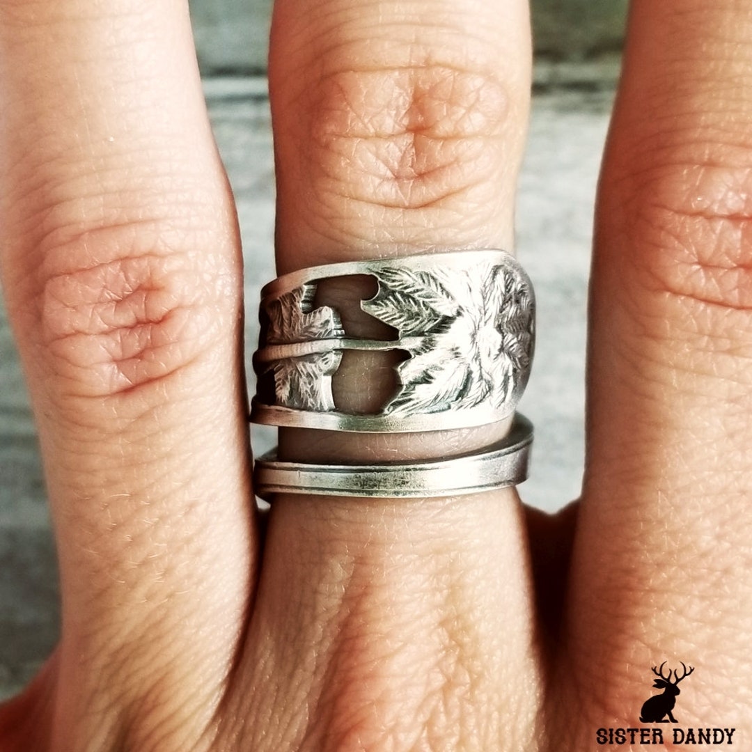 Sterling Palm Tree Ring, Coconut Tree Ring, Beach Souvenir Ring ...