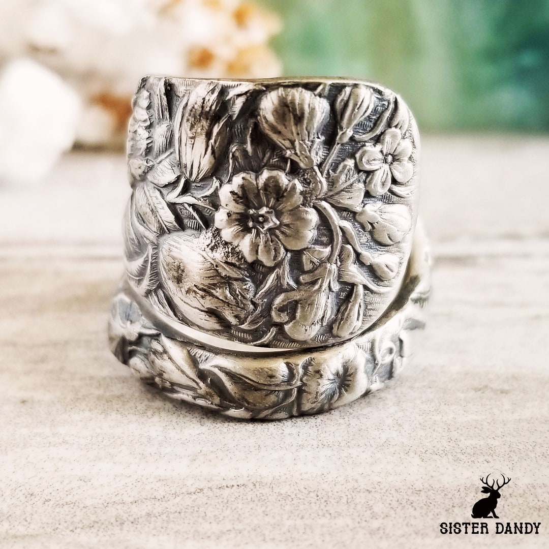 Handmade Wildflower Bouquet Ring, Sterling Floral Bloom Ring, Vintage ...