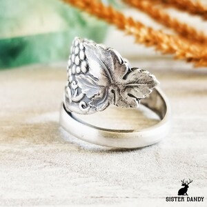 Sterling Grape Ring, Silver Spoon Ring, Grape Vine Ring, Vintage Spoon ...