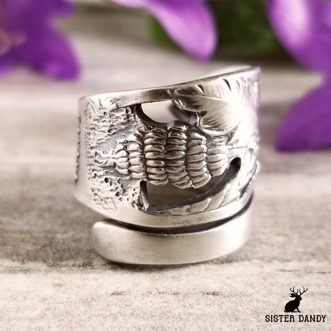 Vintage Banana Tree Ring, Sterling Silver Fruit Ring, Banana Leaves ...