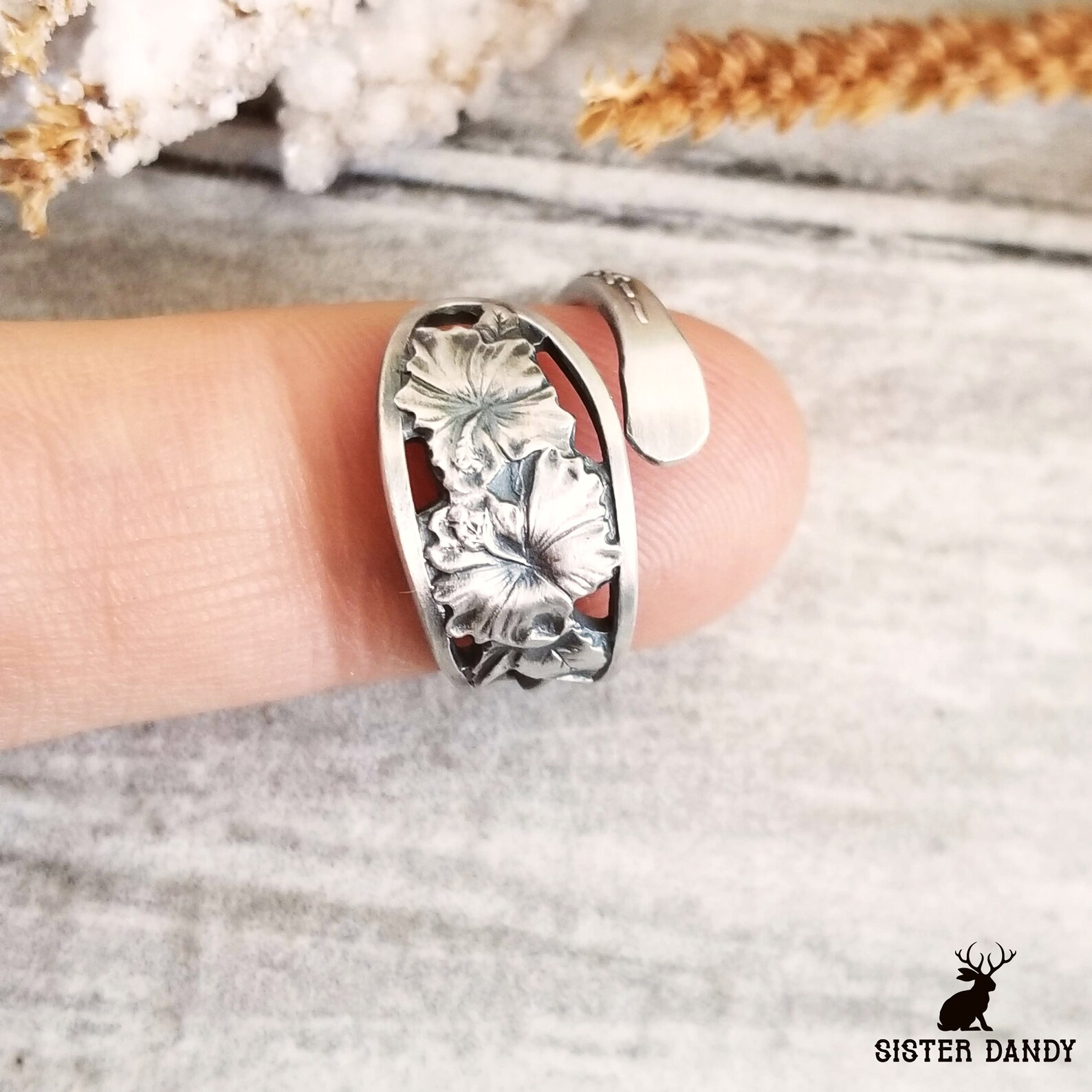 Hibiscus Flower Ring, Hibiscus Wrap Ring, Honolulu, Hawaii Ring ...